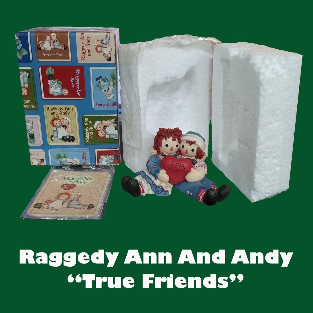 Raggedy Ann and Andy Figurine Holding Heart, "true Friends" in Original ...