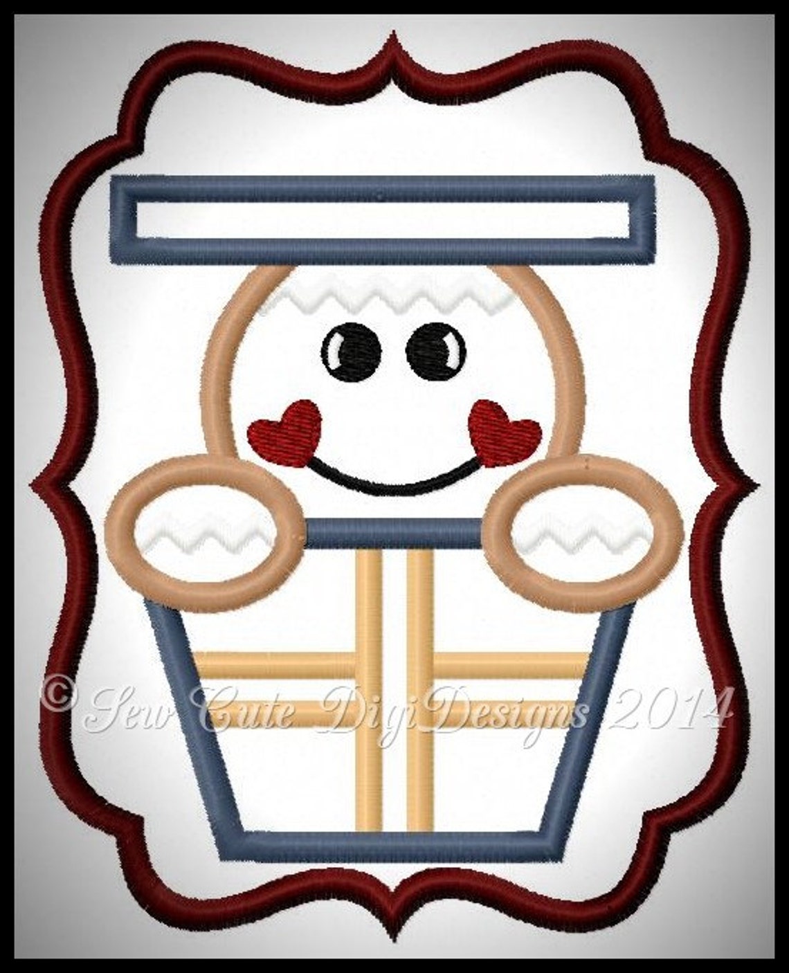 Adorable Gingerbread in a Elegant Border Peeking Out of a Christmas ...