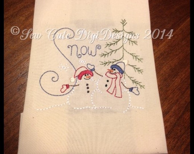 Winter Snowmen Redwork Machine Embroidery Design - Etsy