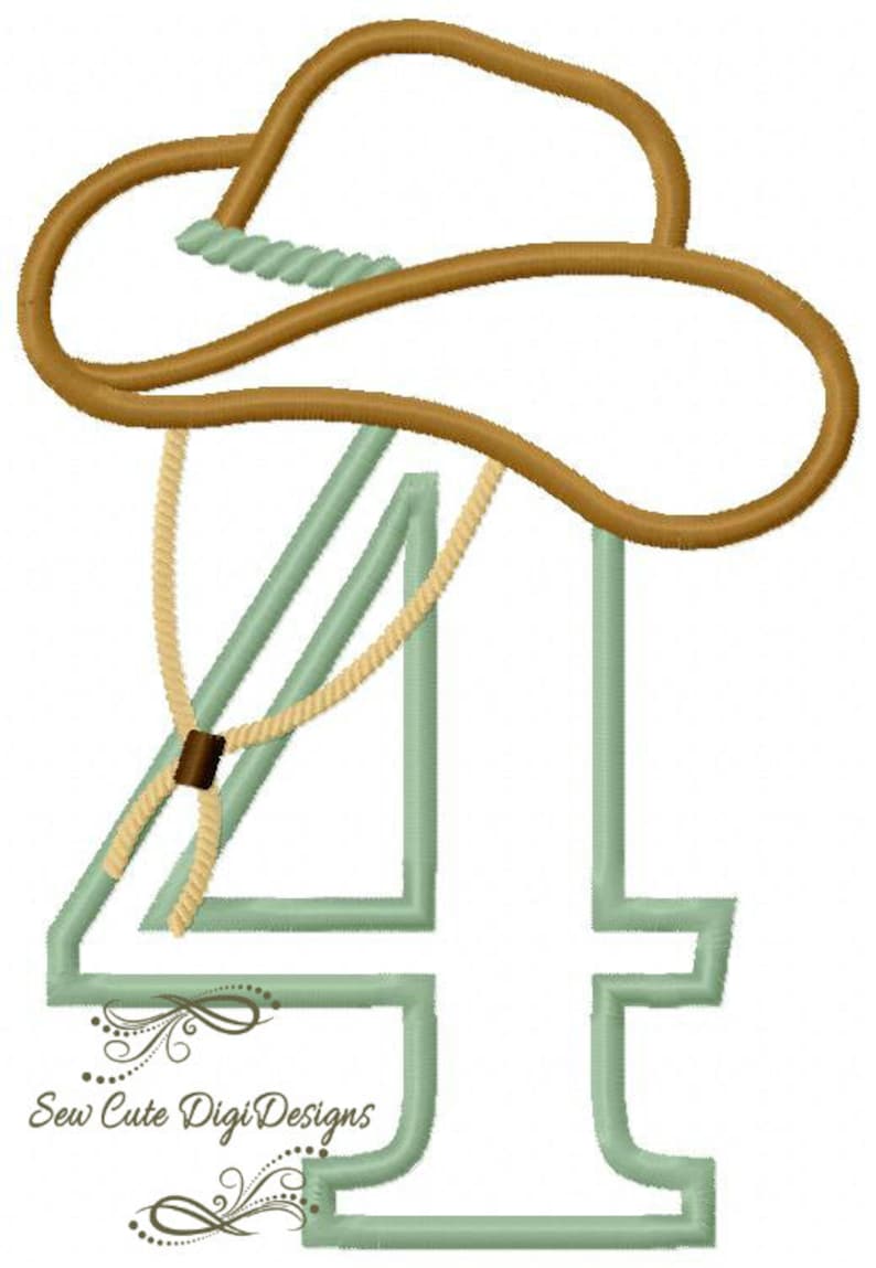 Cowboy Number Four Applique Design - Etsy