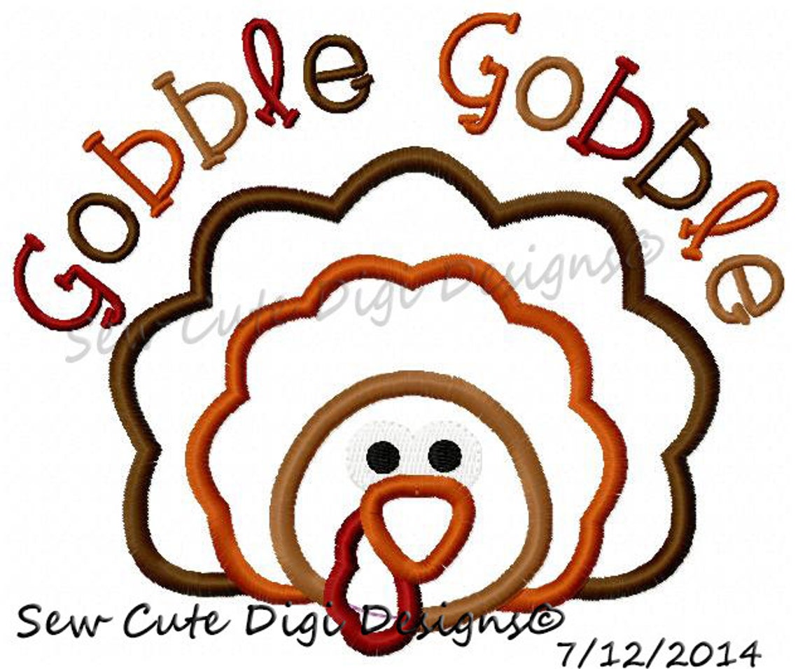 Gobble Gobble Thanksgiving Turkey Applique - Etsy