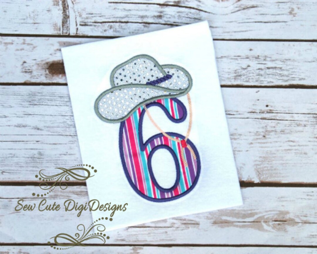 Cowboy Number Six Applique Design - Etsy