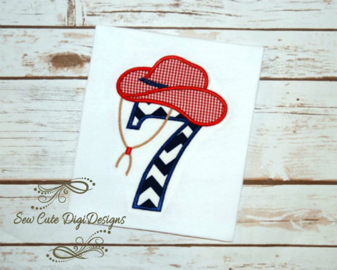 Cowboy Number Seven Applique Design - Etsy