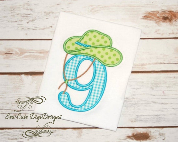 Cowboy Number Nine Applique Design - Etsy