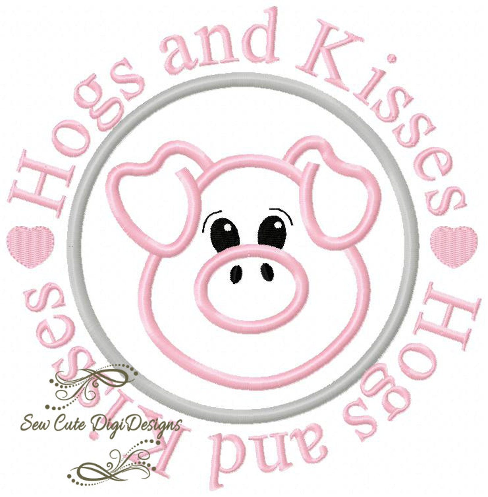 Hogs and Kisses Applique Design | Etsy