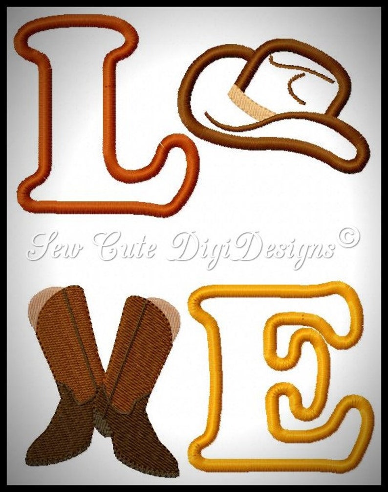 Love Country Western Featuring Cowboy Hat and Boots Applique | Etsy