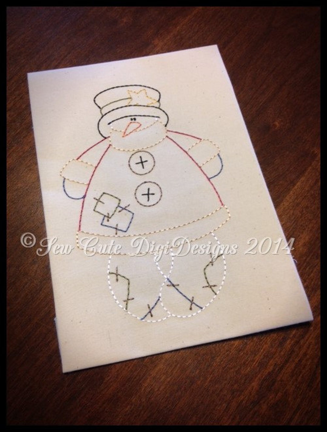 Primitive Country Patchwork Snowman Redwork Machine Embroidery Design ...