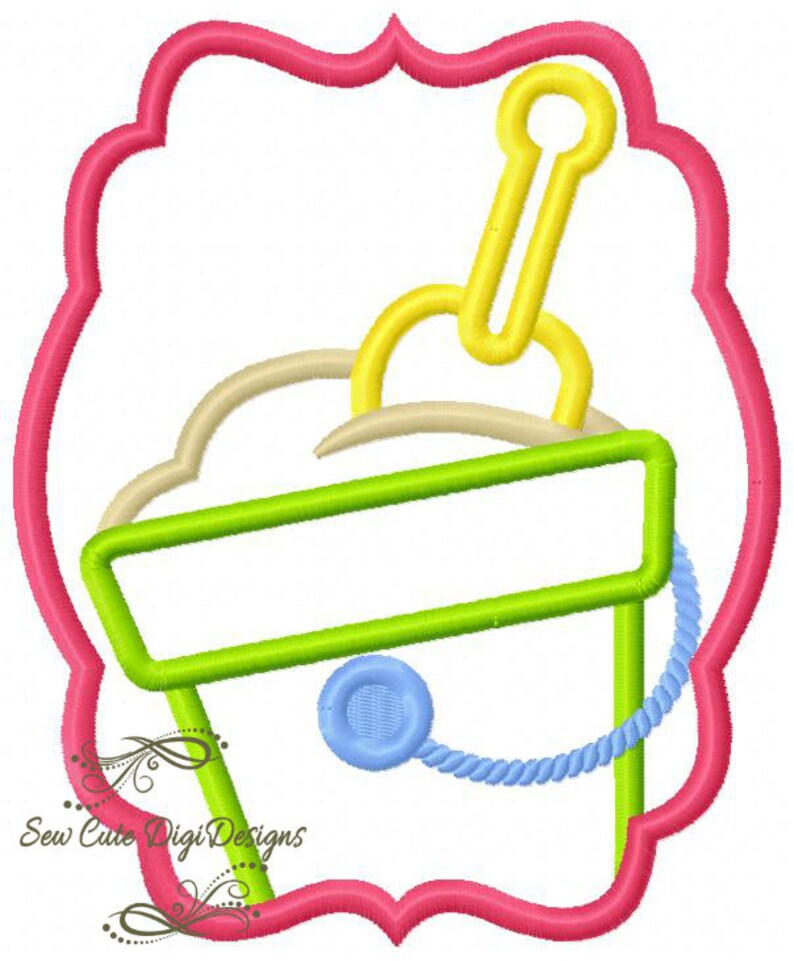 Sand Bucket Border Beach Applique Design | Etsy