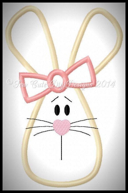 Cute Primitive Country Girl Bunny Applique Design Instant - Etsy