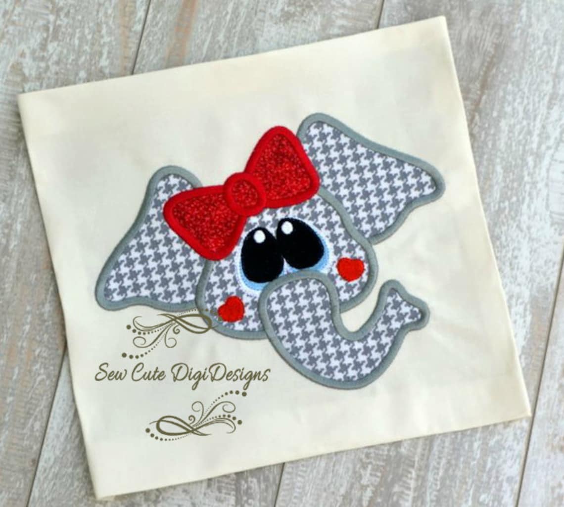 Adorable Elephant Applique Design | Etsy
