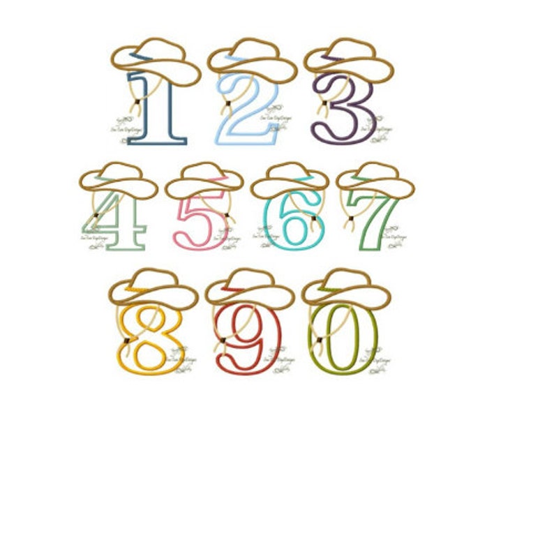 Cowboy Number Set Applique Design 10 Designs Included - Etsy