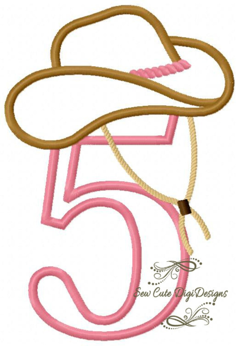 Cowboy Number Five Applique Design | Etsy