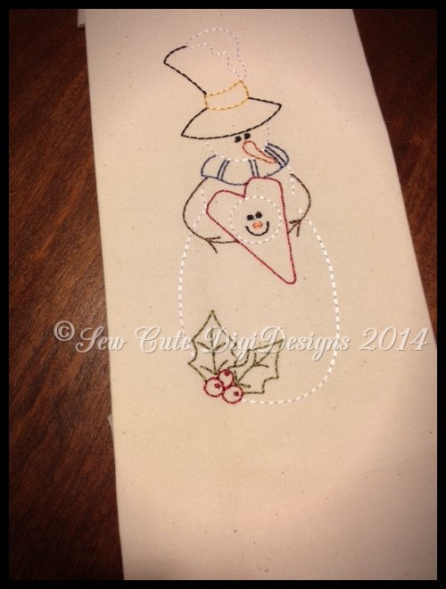Primitive Snowman Redwork Machine Embroidery Design Package of | Etsy