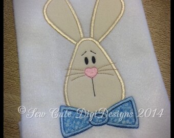 Country Boy Bunny Applique Design Instant Download | Etsy