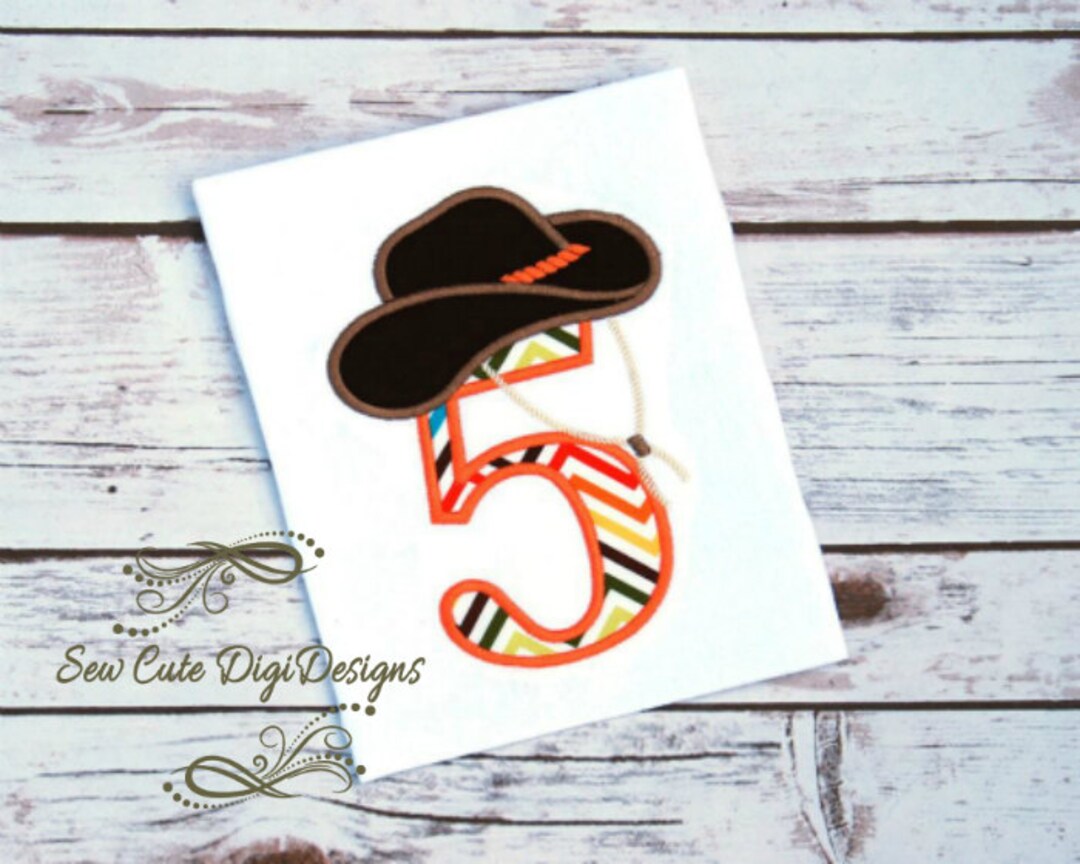 Cowboy Number Five Applique Design - Etsy