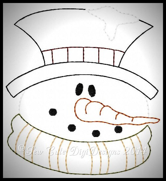 Primitive Redwork Snowman Machine Embroidery Design Instant - Etsy