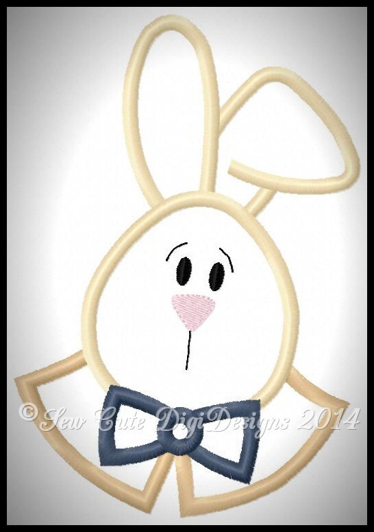 Country Boy Bunny Applique Design Instant Download | Etsy