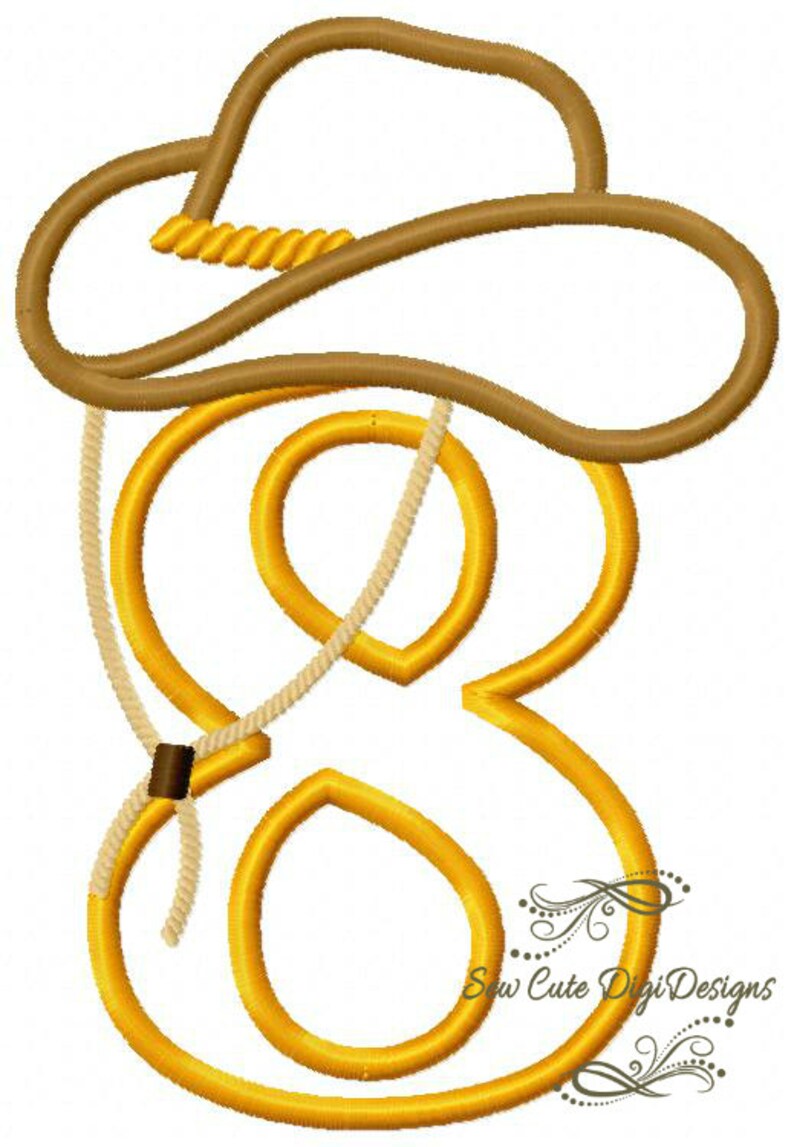 Cowboy Number Eight Applique Design | Etsy