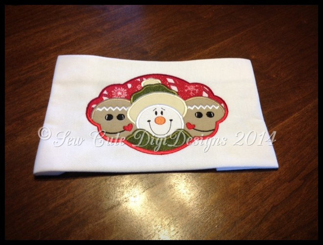 Adorable Snowman and Gingerbread Within a Elegant Border Christmas ...