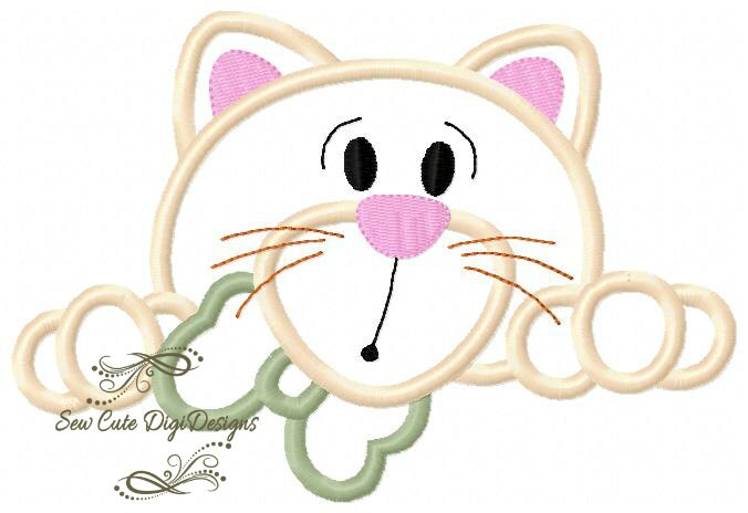 Cute Kitty Cat Applique Design | Etsy
