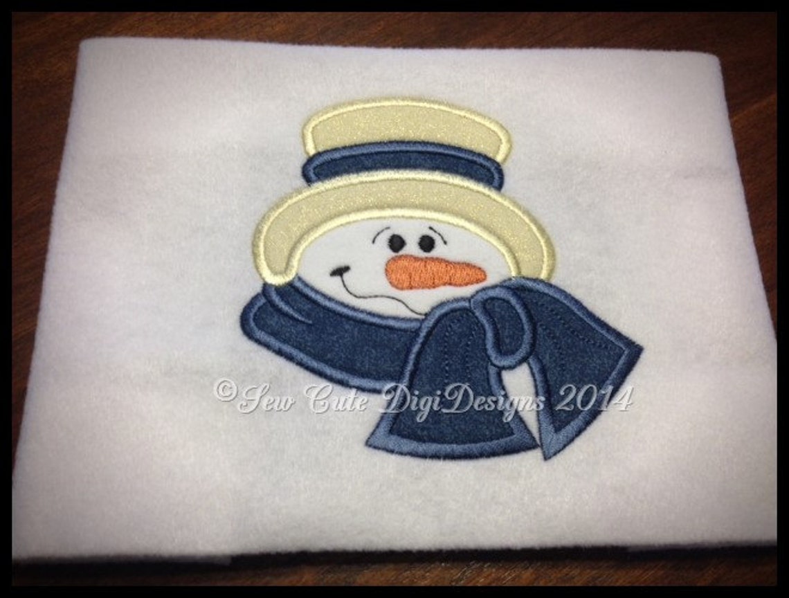 Adorable Christmas Snowman Applique Instant Download - Etsy