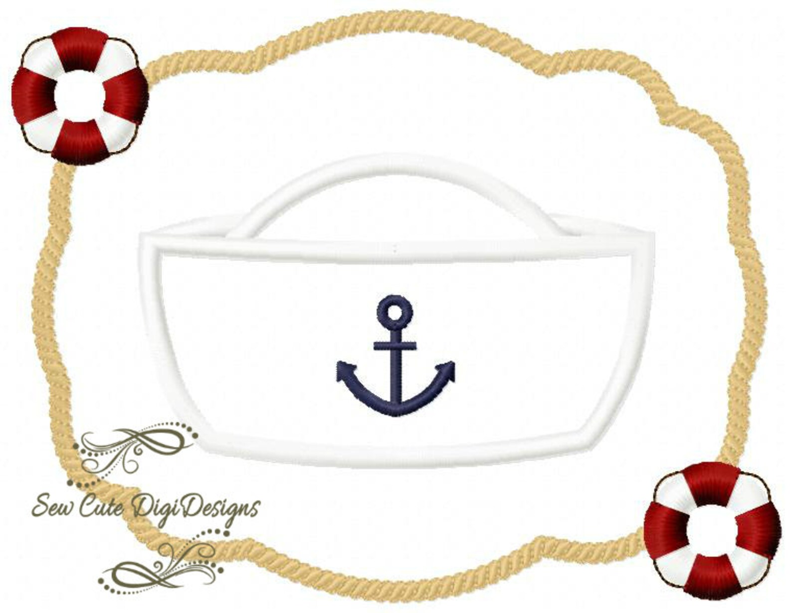 Nautical Sailor Hat Border Applique Design - Etsy New Zealand