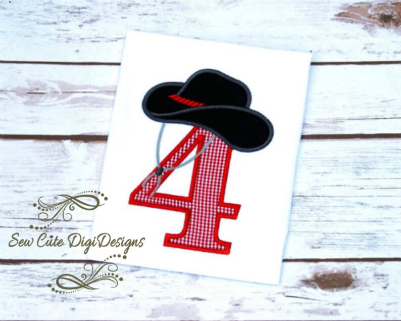 Cowboy Number Four Applique Design - Etsy