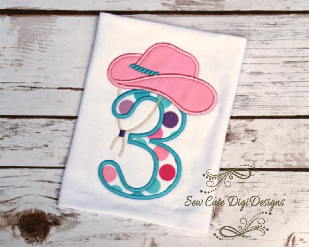 Cowboy Number Three Applique Design - Etsy