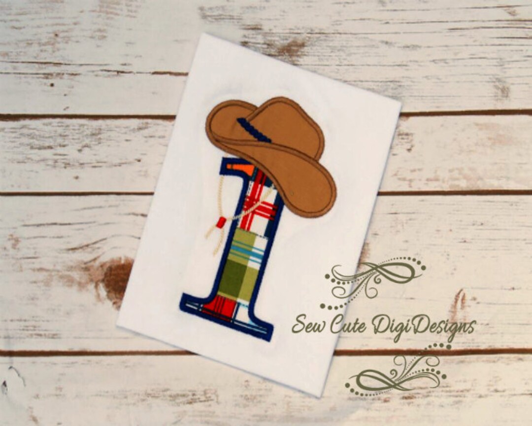 Cowboy Number One Applique Design - Etsy