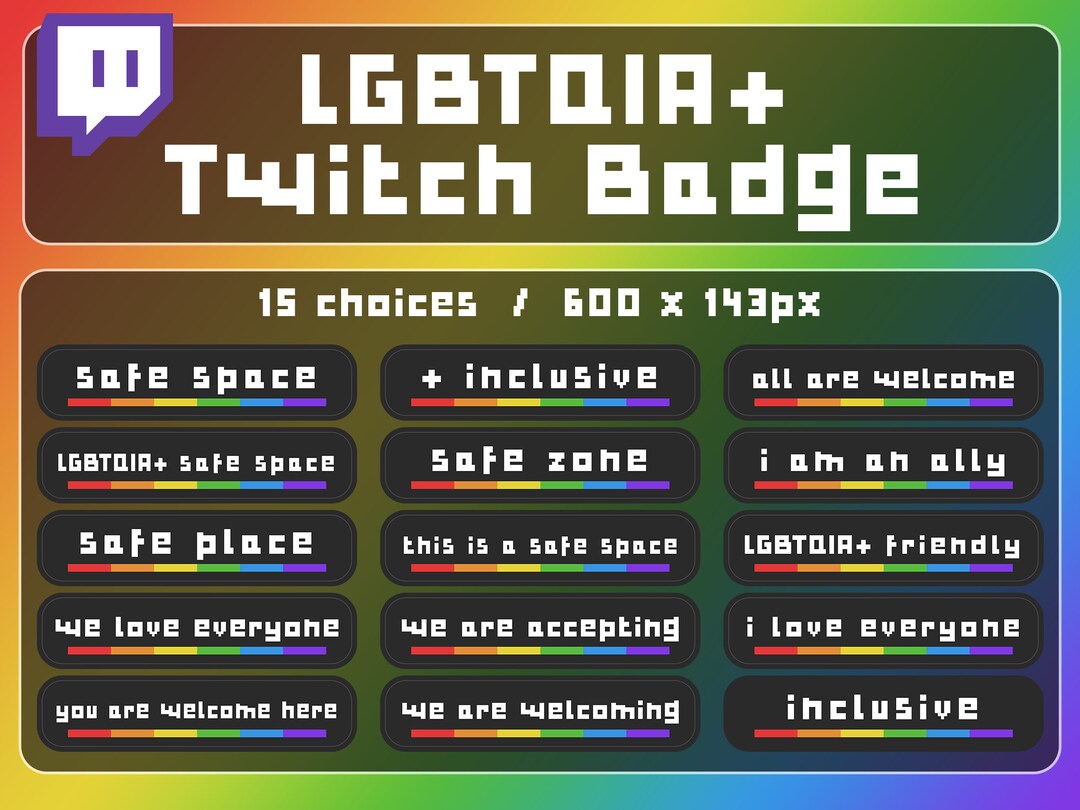 LGBTQIA Ally/safe Space Twitch Badge Pack of 15 Options - Etsy