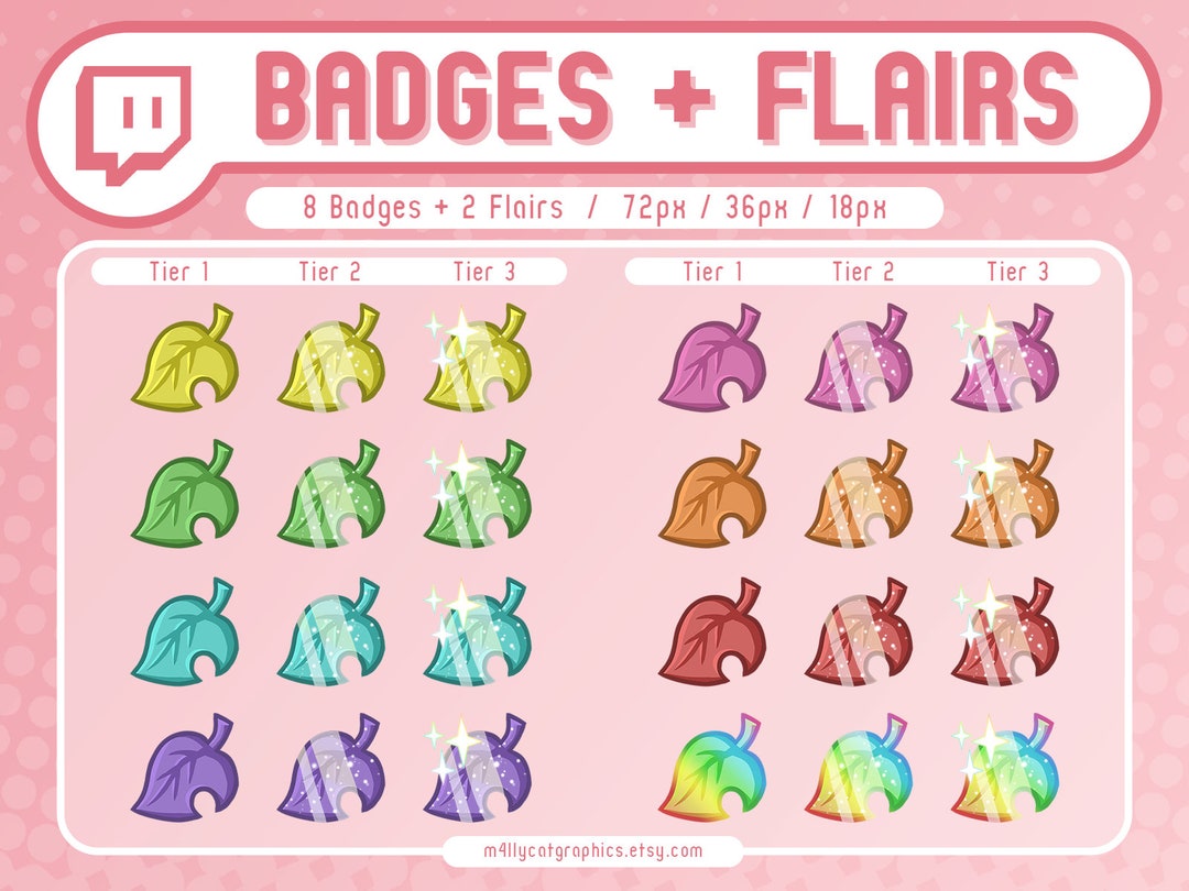 Animal Crossing Leaf Badges + Flairs Set | Sub or Bits Icons | Pack of ...