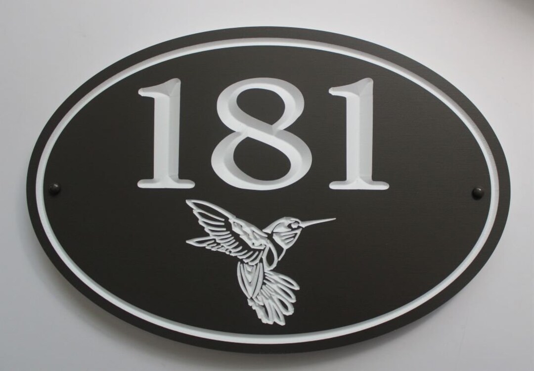 Custom Oval PVC House Number Sign House Number With Hummingbird House ...