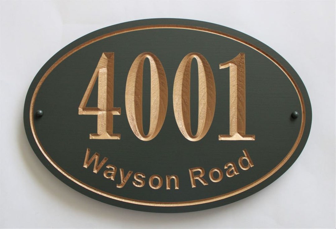 Custom Carved Oval PVC House Number Sign Address Sign Painted - Etsy