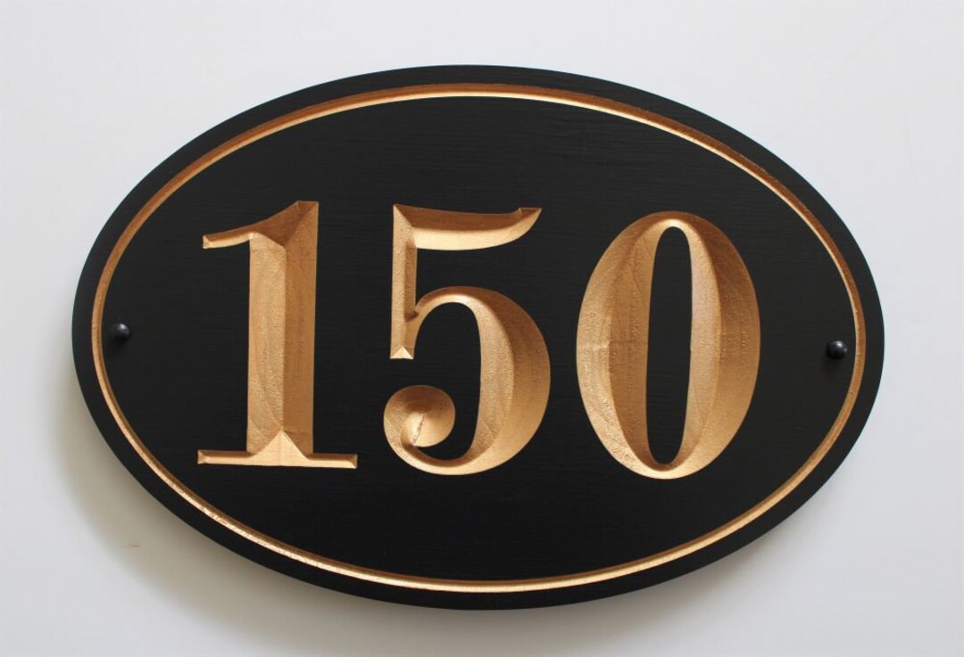 Custom Carved Oval PVC House Number Sign Painted Sign With - Etsy
