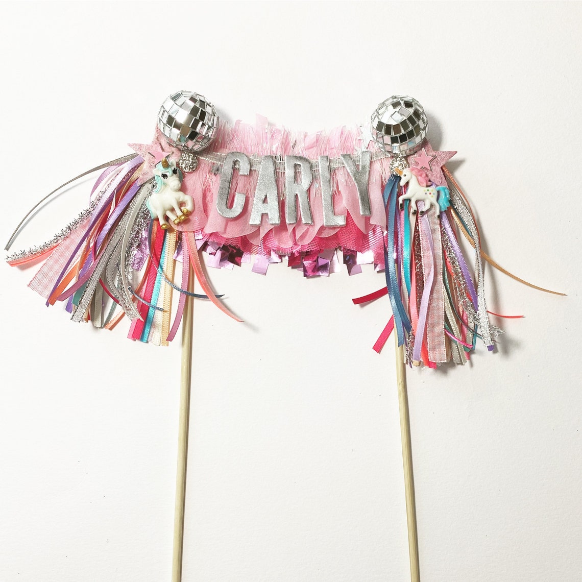 Disco Unicorn FRINGE CAKE TOPPER // Customize Your Cake Topper With ...