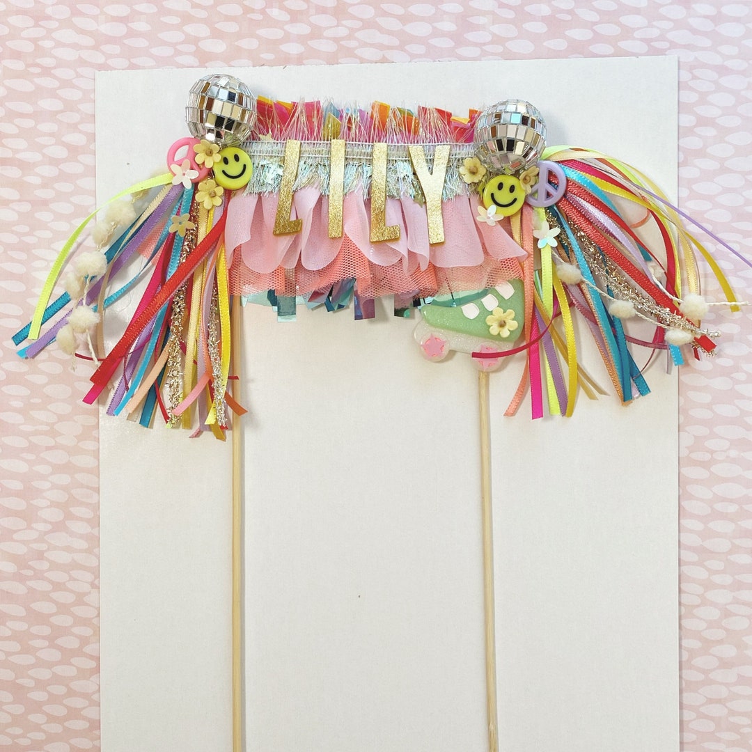 Groovy + Retro FRINGE CAKE TOPPER // Customize Your Cake Topper With ...