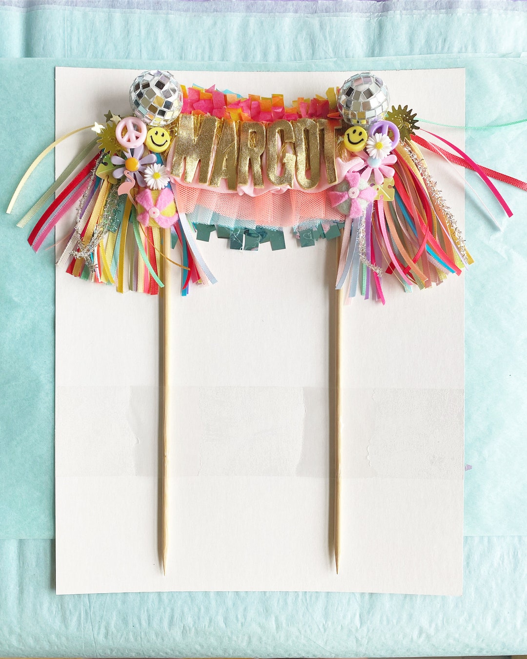 Beach Bash Pool Party FRINGE CAKE TOPPER // Customize Your Cake Topper ...