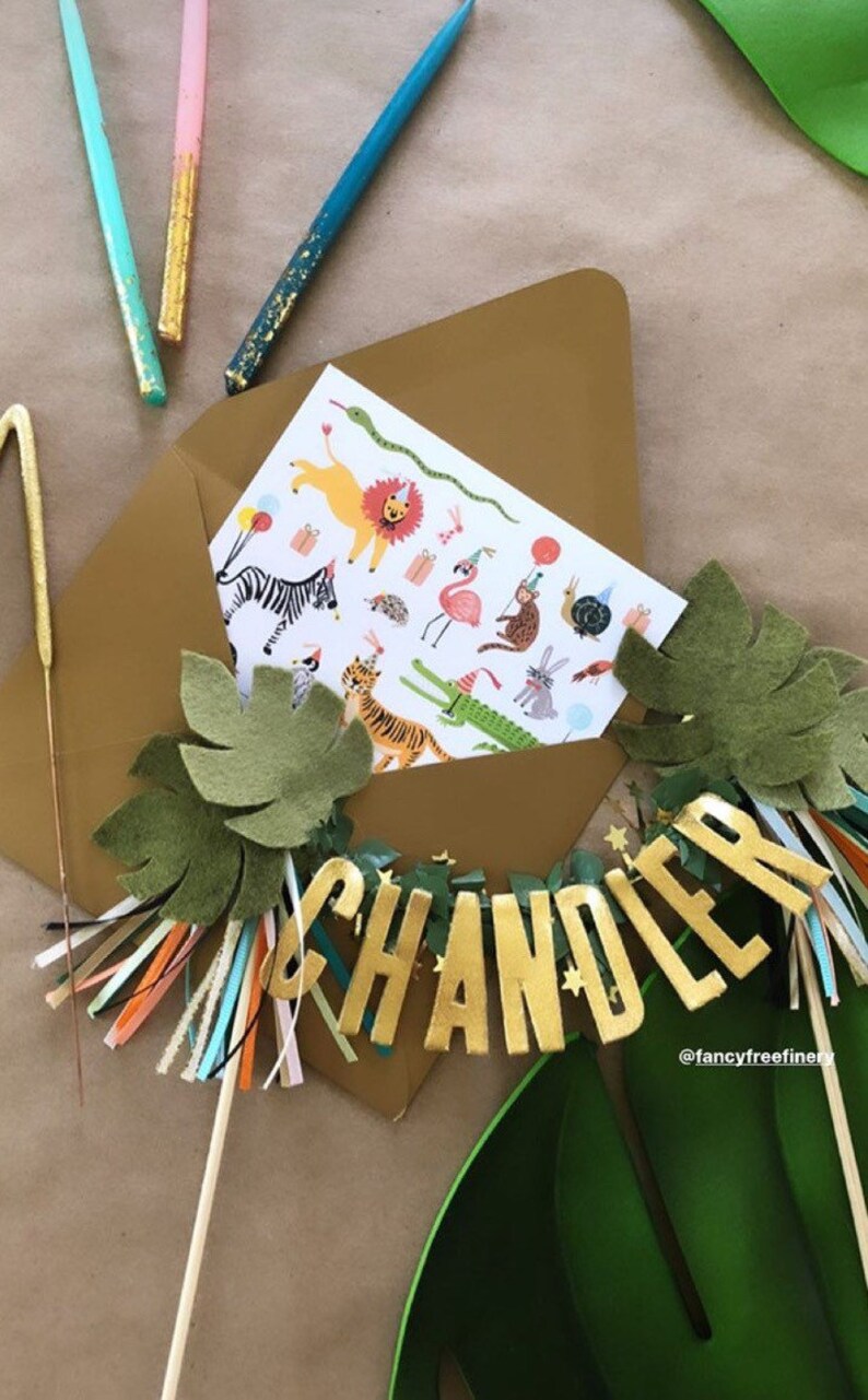 JUNGLE LEAVES cake topper // Customize your cake topper with | Etsy