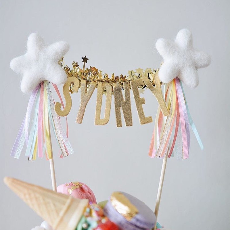 Gold Star Cake Topper - Etsy