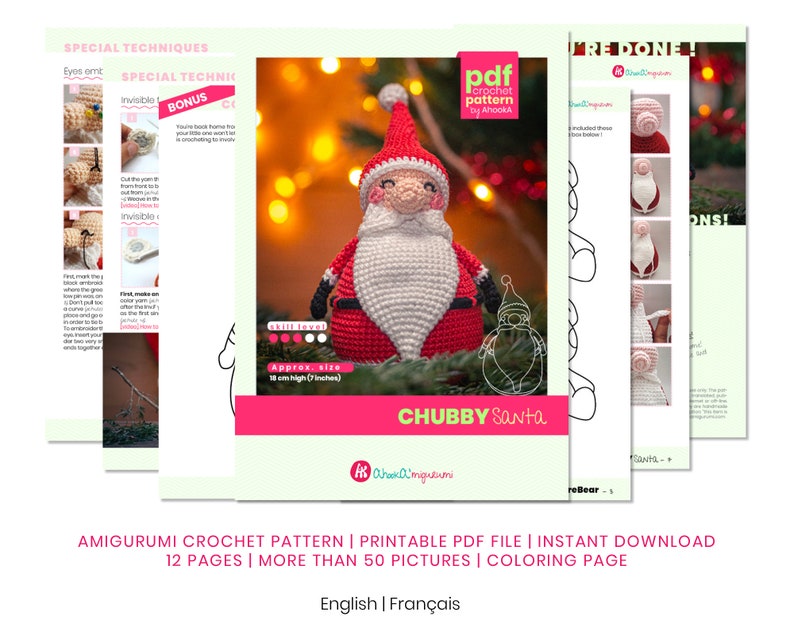 PDF PATTERN : Chubby Santa Amigurumi - Father Christmas Crochet Pattern ...