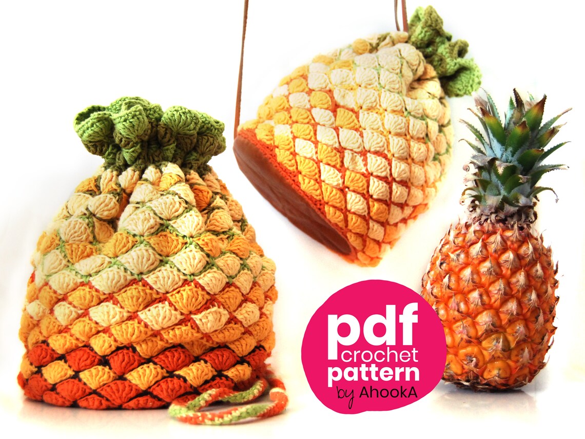 MODELE PDF : Sac ananas en crochet modèle en français | Etsy France
