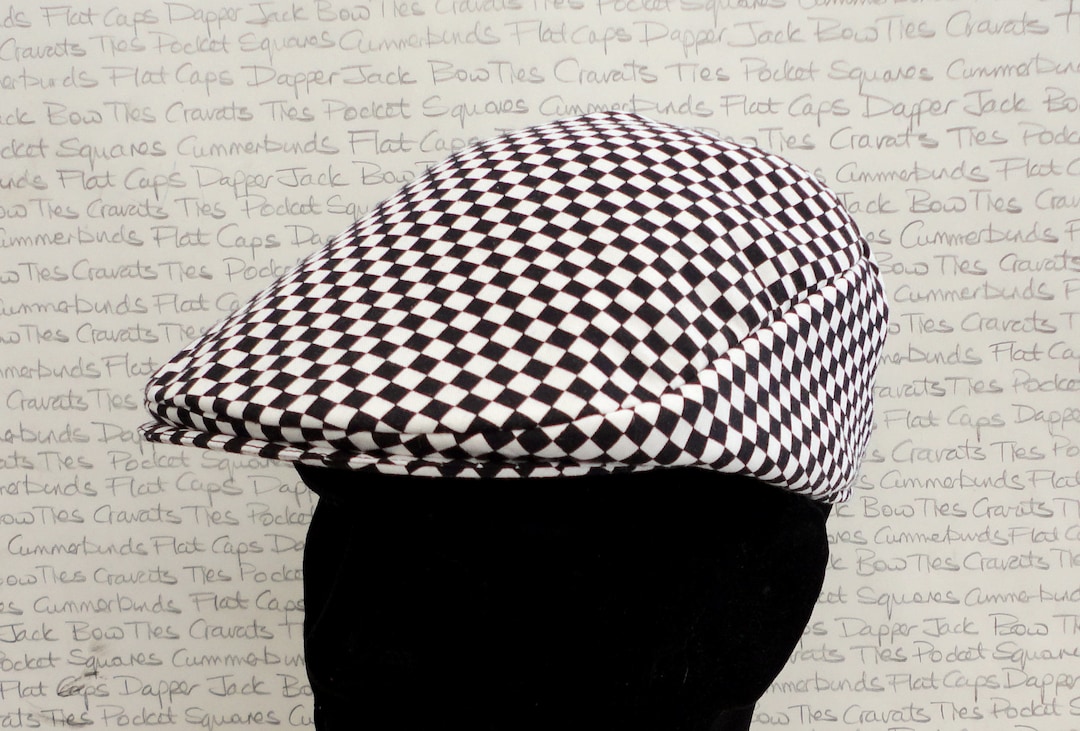 Chequered Flat Cap, Driving Hat, Racing Drivers Flat Cap, Chessboard ...