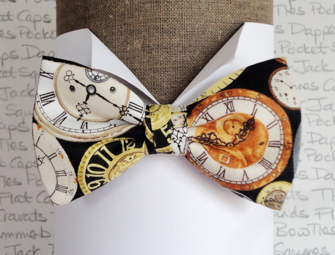 Steampunk Clocks Pre Tied or Self Tie Bow Tie, Adjustable Band to Fit ...