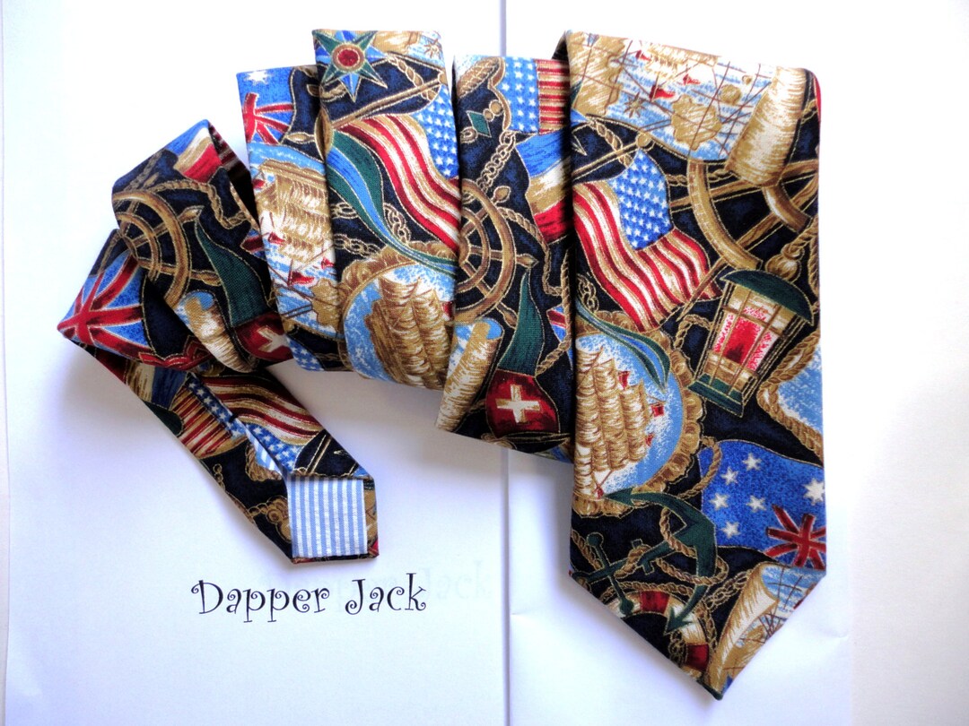 Sailor Print Neck Tie, Ties for Men, Men's Ties, Navy Tie - Etsy