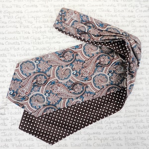 Teal, Brown and Ivory Paisley Reversible Cravat, Cravats for Men, Brown ...