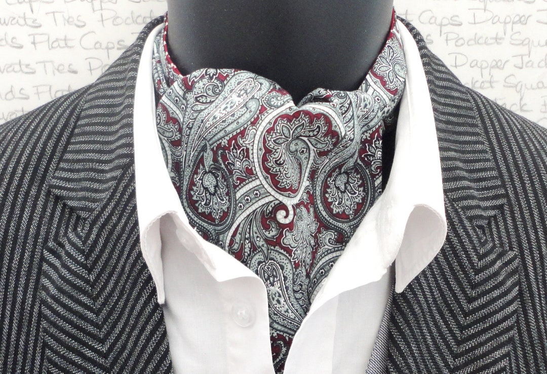 Burgundy and Forest Green Paisley Reversible Cravat, Burgundy and Cream ...