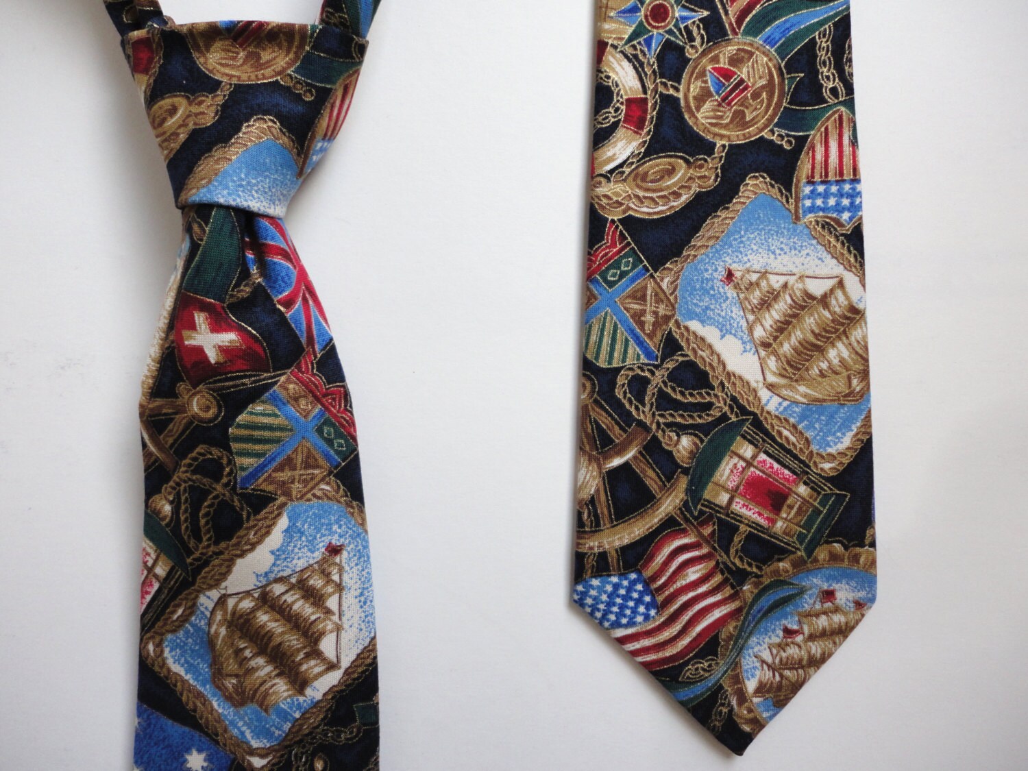 Sailor Print Neck Tie ties for men men's ties navy tie | Etsy