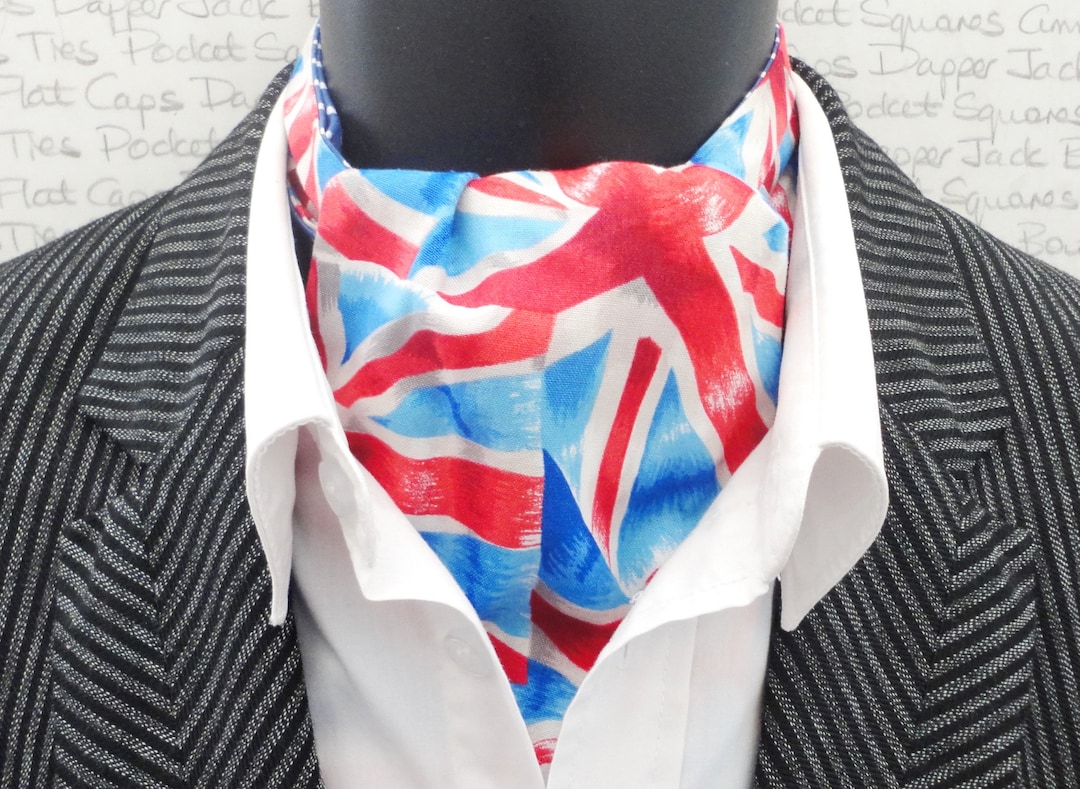 Union Jack Reversible Cravat, Blue and White Spot Fabric on the Reverse ...