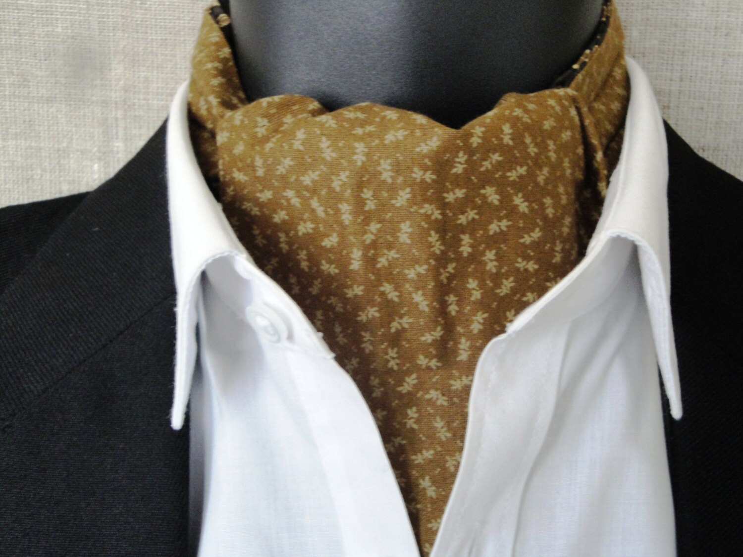 Reversible Cravat Brown Cotton Print With a Mustard Print on | Etsy