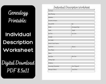 Individual Education Page, Genealogy Worksheet, Ancestry Printable ...